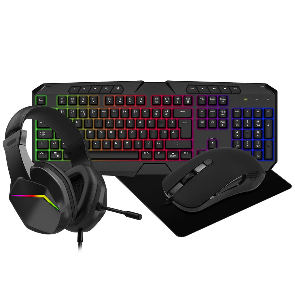 Gaming Bundle Raptor 4-in-1 Keyboard Mouse Headset Mouse Pad Combo Kit ...